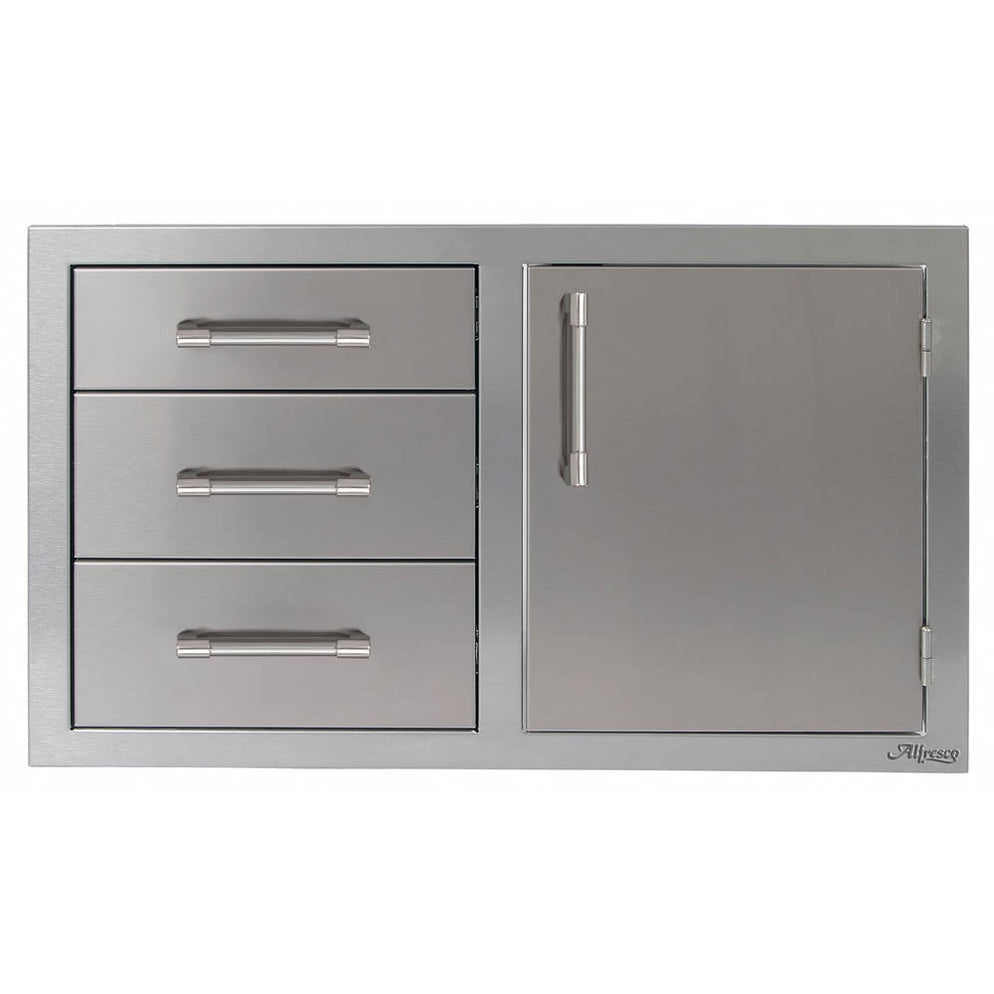 Alfresco 32" Single Door, Triple Drawers, Hinge Right - AXE-DDC-R-SC ...